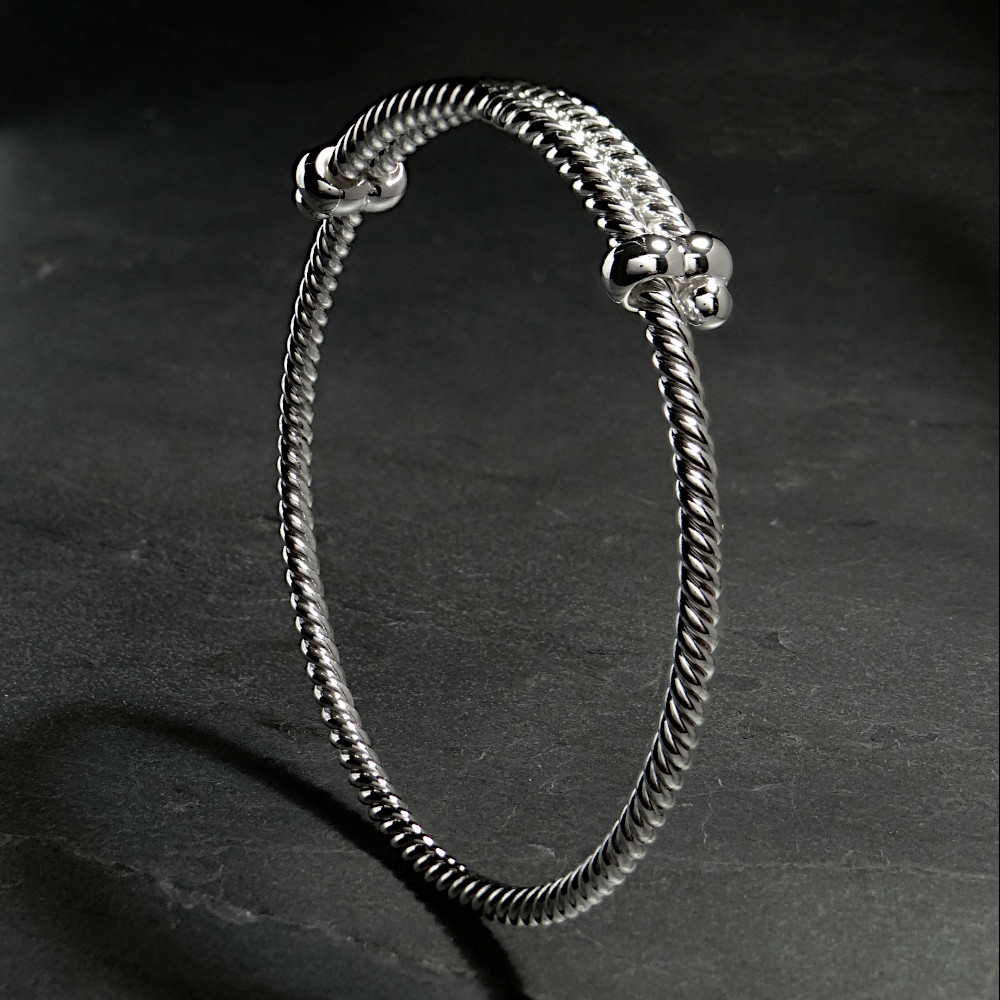 Sterling Silver Expandable Twisted Bangle | David Jonns